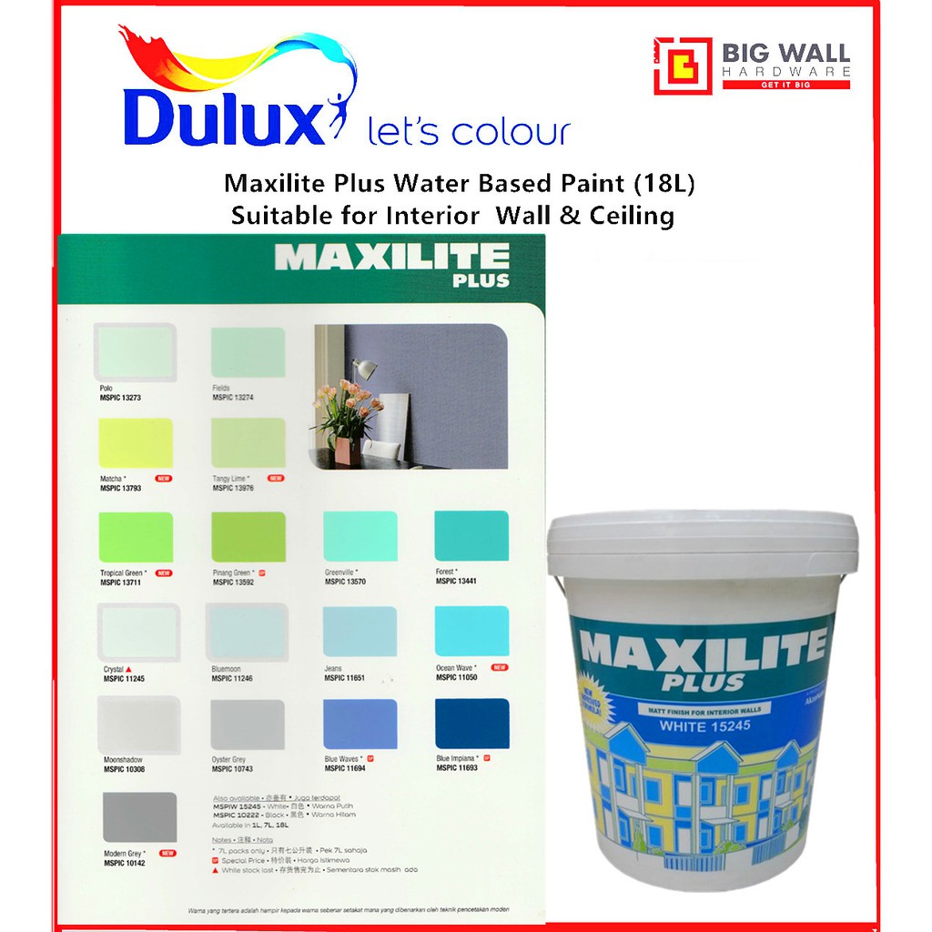 Maxilite Plus Emulsion Paint (18L) P3 *Interior Wall & Ceiling Water ...