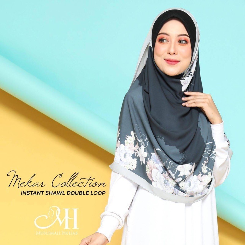 MUSLIMAH HEEJAB MEKAR 1.0 Instant Shawl Double Loop with attached ...