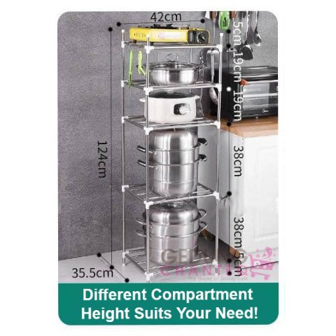 RAK STAINLESS STEEL 5 TIER ( SQUARE) | Shopee Malaysia