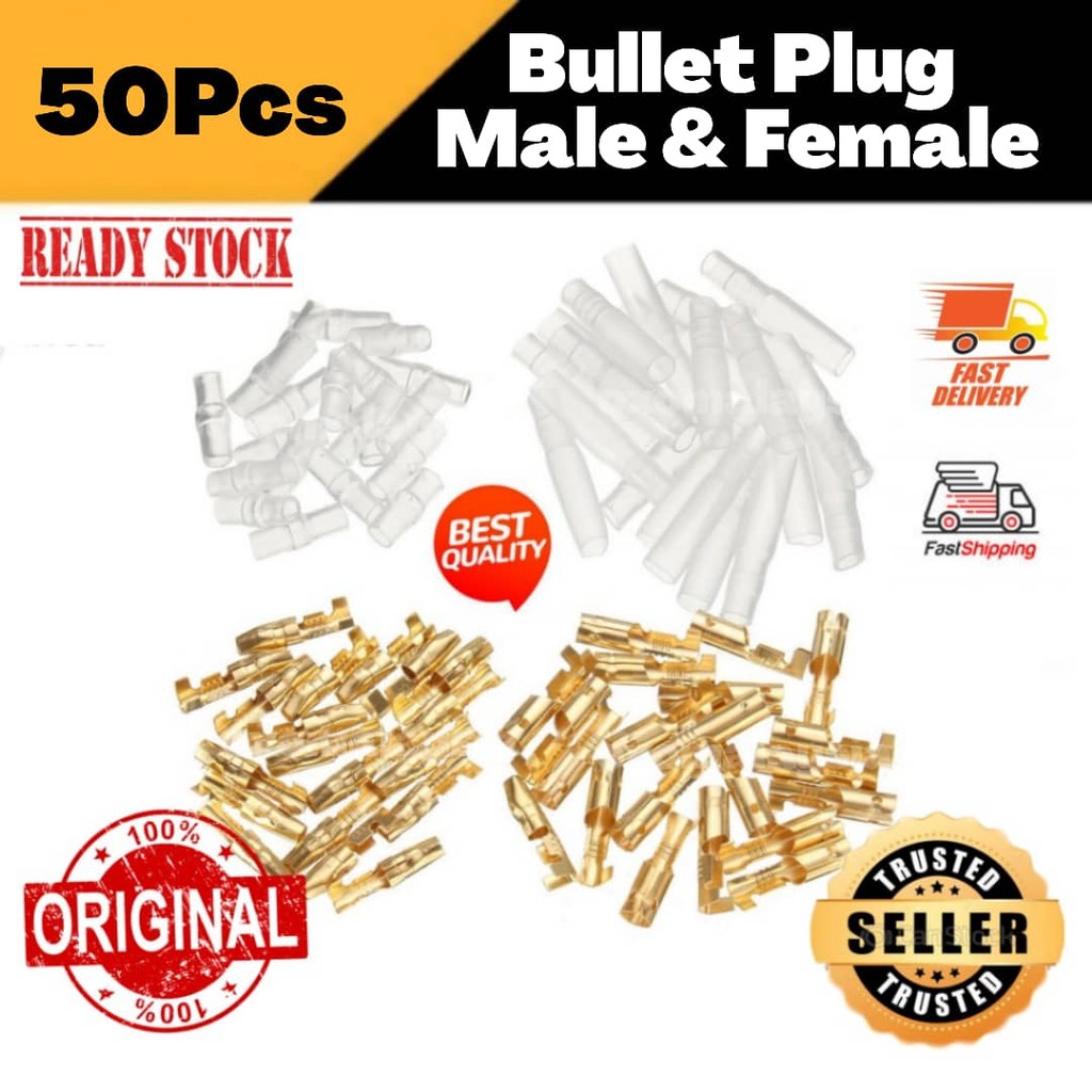 (50pcs) Bullet Plug Male and Female Cable Lug Terminal | Shopee Malaysia