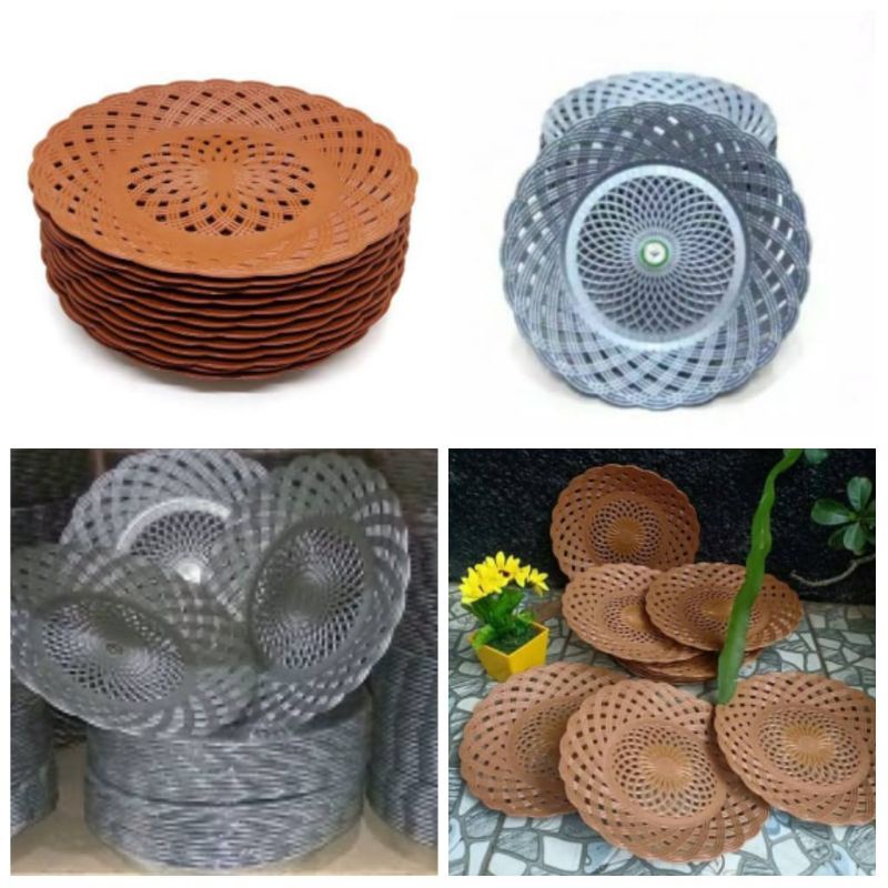 Plastic Round Rattan Plate (12PC) | Shopee Malaysia
