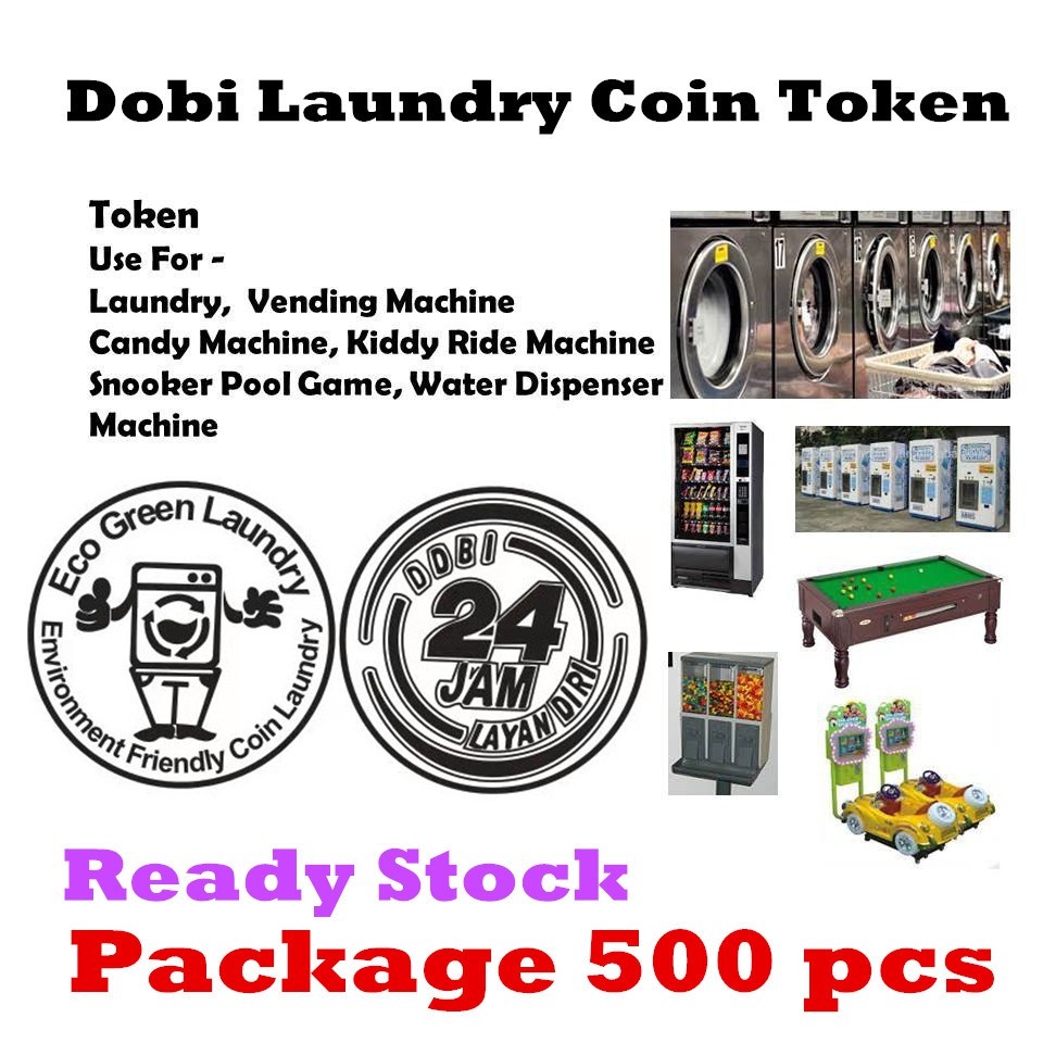 🇲🇾 500pcs Metal Token 23mm 25mm Laundry Dobi Vending Machine Water ...