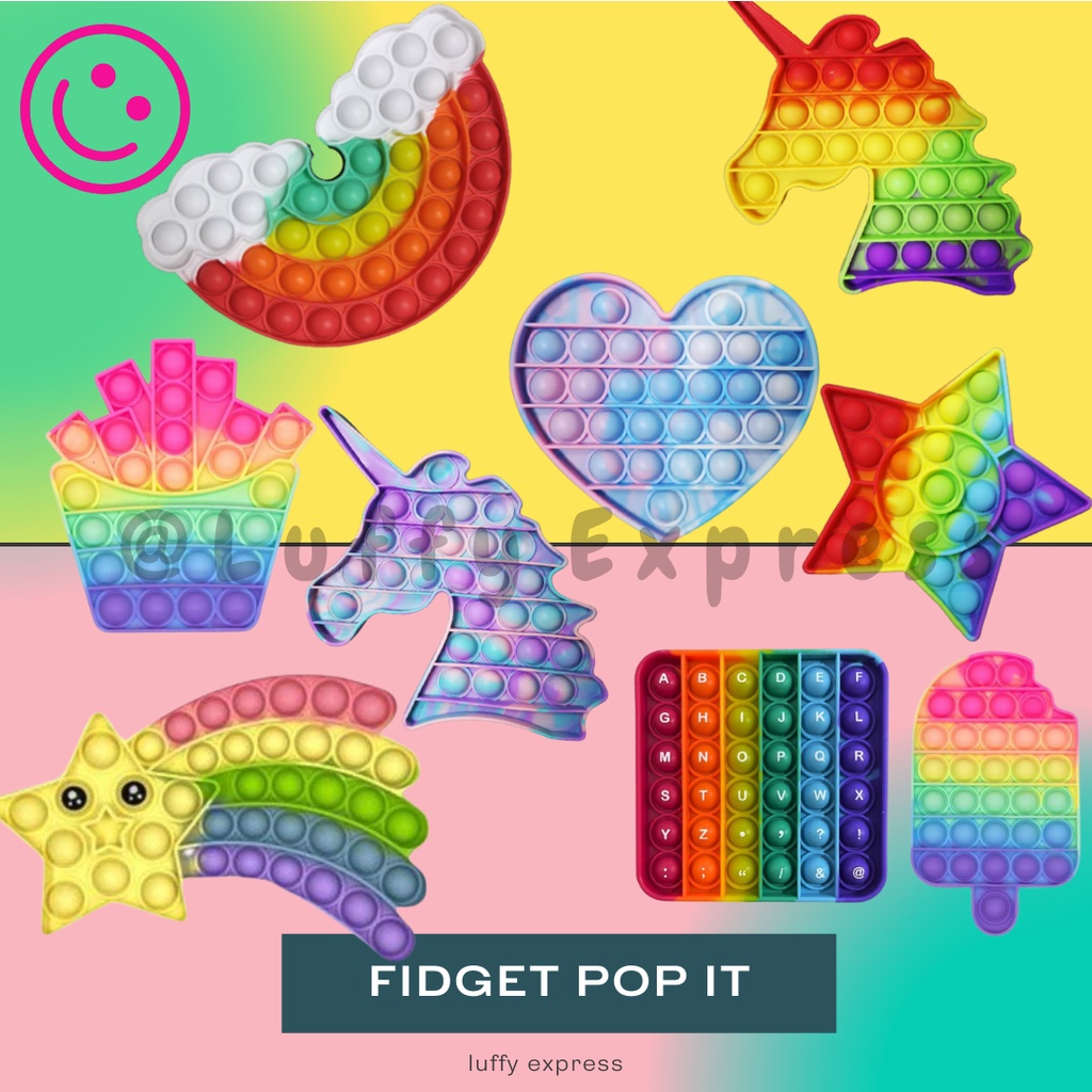New Rainbow Pop it Tye Dye Pop It fidget toys Unicorn Push bubble ...