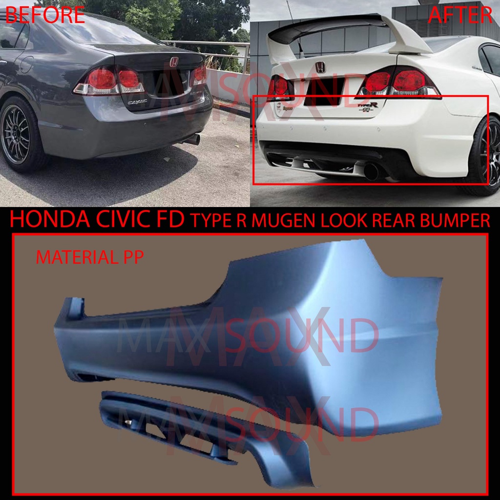 HONDA CIVIC FD FD1 FD2 FD2R 2006-2011 TYPE R MUGEN NAMPAK BAHAN BUMPER ...