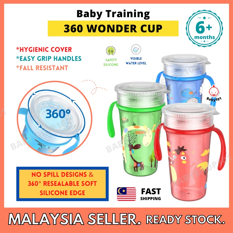 【Baby101】360 Wonder Cup With Handle 10oz / 300ml Leakproof Magic Twin ...