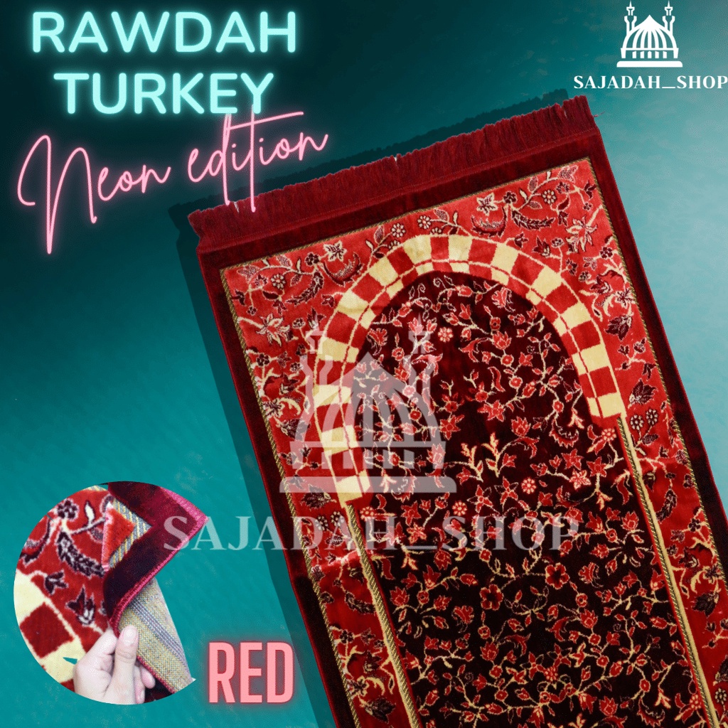 (SUPER Quality) Thick Fragrant Prayer Mat with Raudhah Turkey Motif ...