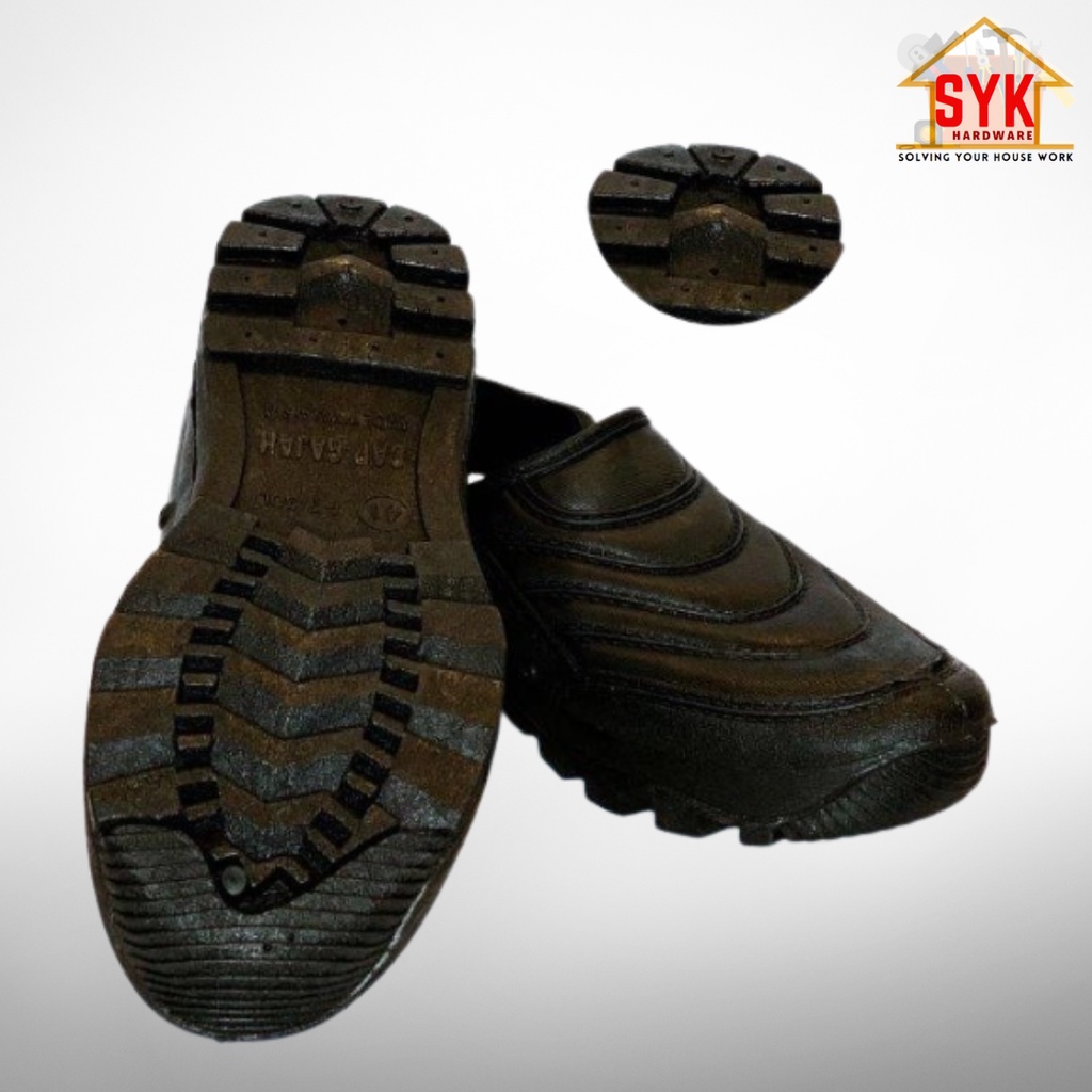 SYK Anti Slip Waterproof Low Cut Black Rubber Boots Shoes Kasut Getah ...