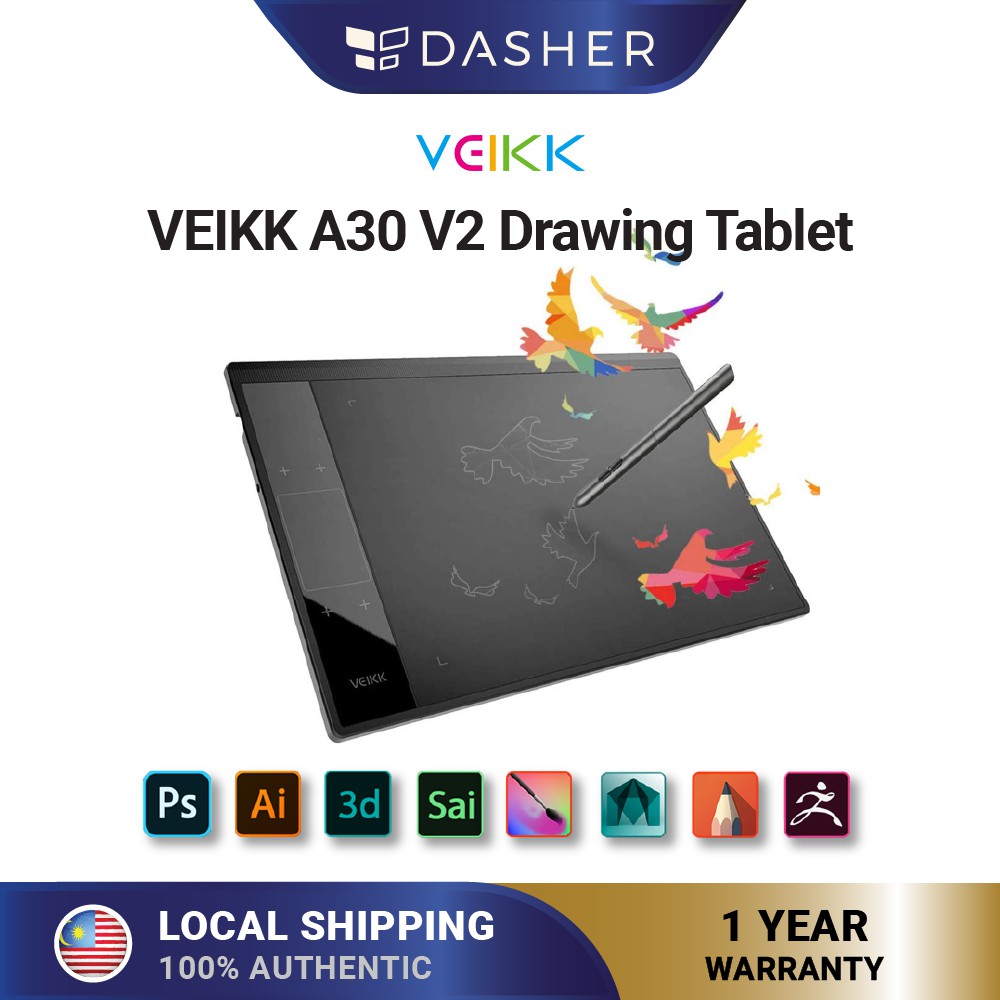【NEW】VEIKK A30 V2 10x6 inch Drawing Graphic Tablet for PC and Android ...