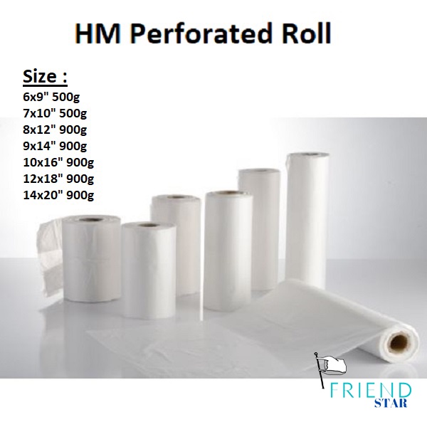 Multipurpose Plastic Bag Perforated Roll Food Packaging / HM Perforated ...