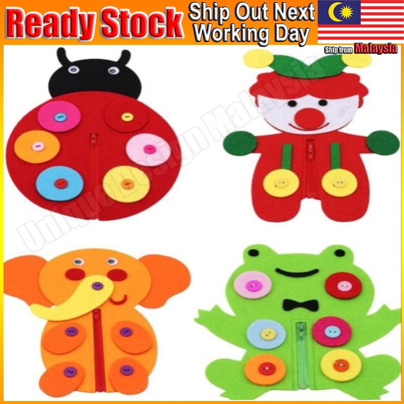 DIY Zipper Button Manual Cloth Toys Early Education Baby Kids ...