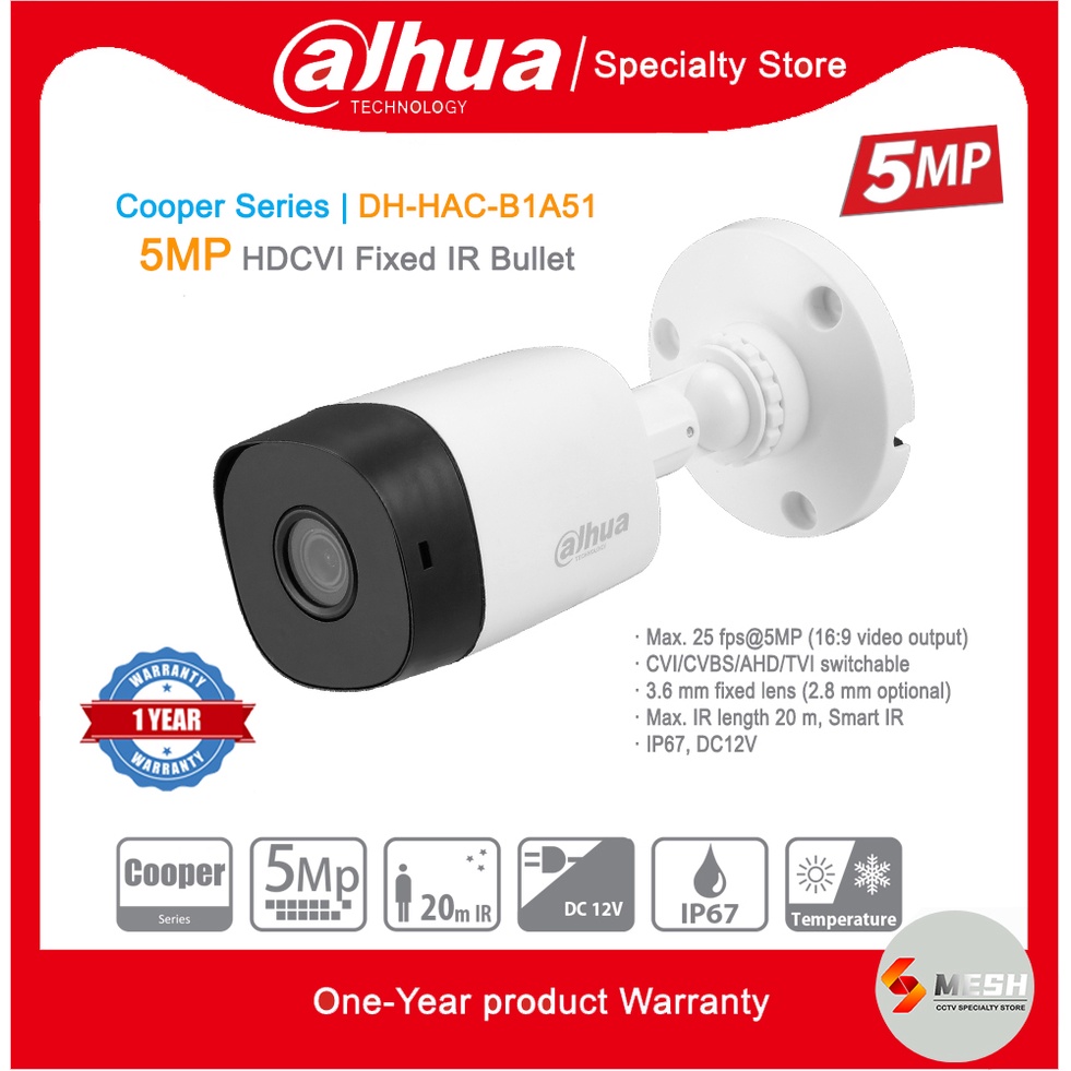 Dahua Dh Hac B1a51 5mp Outdoor Ir Eyeball Bullet Camera Dh Hac B1a51