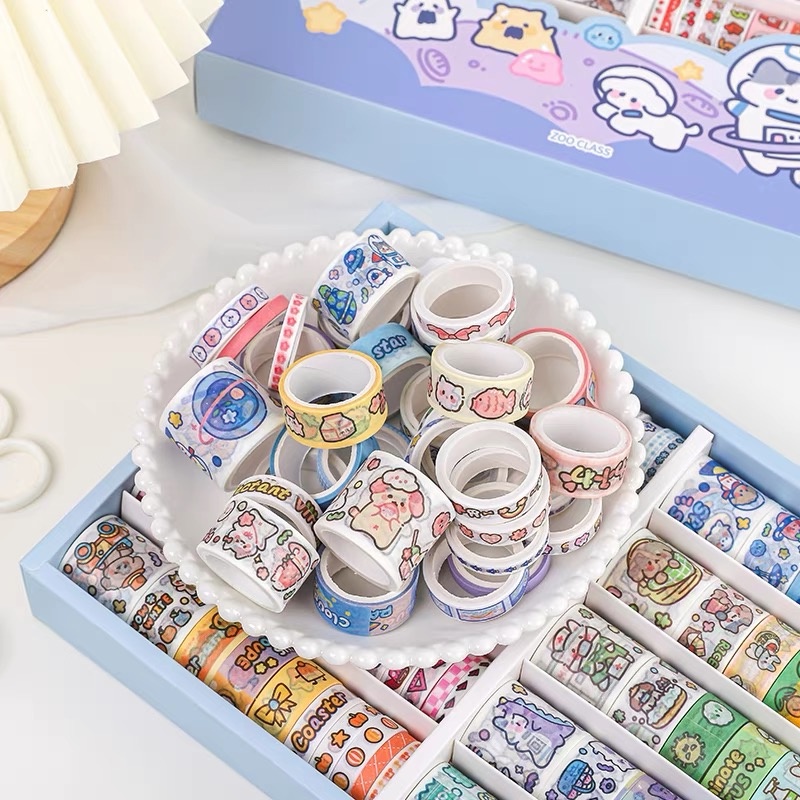 Box Of 100 Cute washi Tapes Used To Decorate Notebooks (With 15 Rolls ...