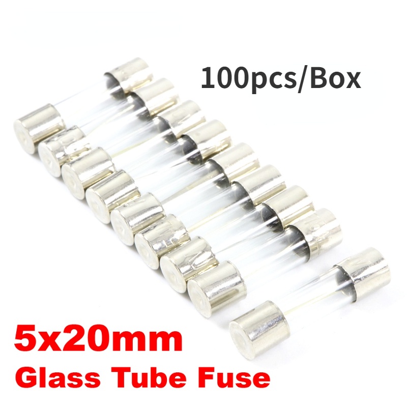100pcs Glass Tube Fuse 5x20mm 250V F0.5A 1A 1.5A 2A 2.5A 3A 4A 5A 6A 7A 8A 9A 10A 12A 15A 20A ...