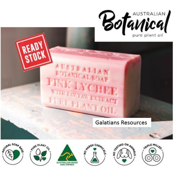 Australian Botanical Pure Plant Oil Natural Bar Soap 200g Pink Lychee