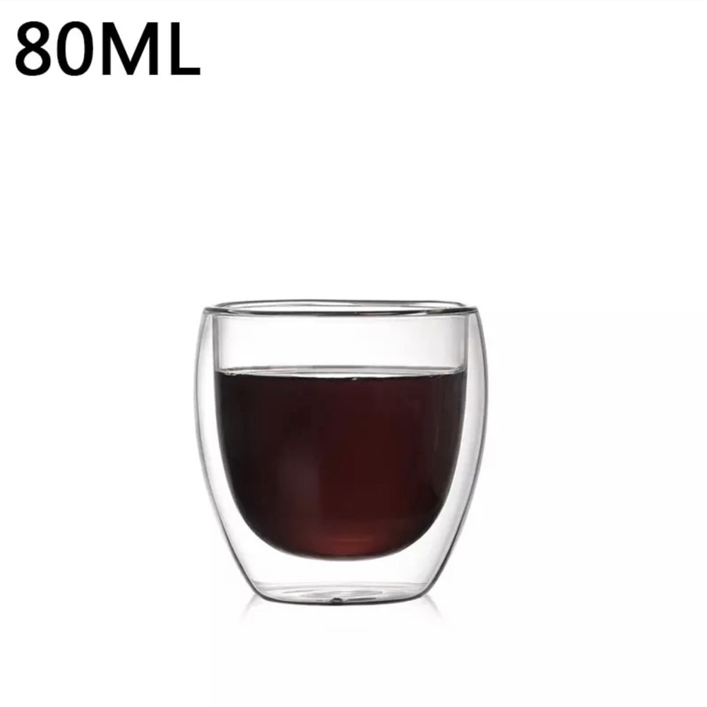 (Ready Stock)Coffee Espresso Tea Double Wall Borosilicate Glass Cup Mug Handle 80ml 150ml 250ml ...