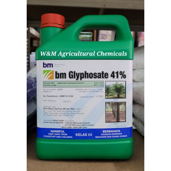 BM Glyphosate 41% 4L Racun Lalang, Herbicide, 茅草精. Products of Germany ...