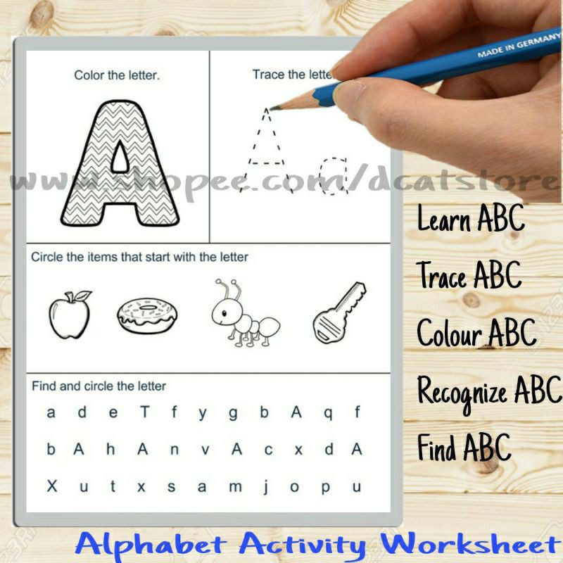 Printable Alphabet Preschool Workbook, trace, find, colour, recognize A ...