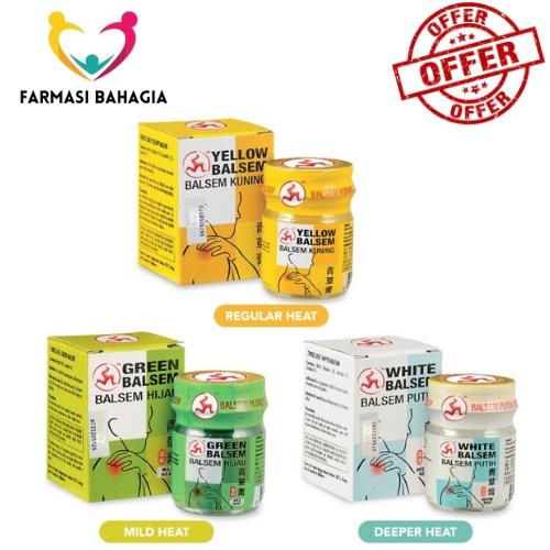 THREE LEGS YELLOW/ WHITE/ GREEN BALSEM 20G OR 36G (Cap Tiga Kaki Balsem ...