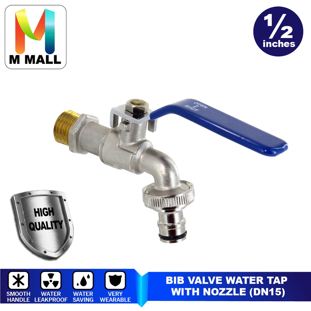 1/2" Bib Valve Nozzle DN15/15mm SOLID BRASS Washing Machine Brass Ball ...