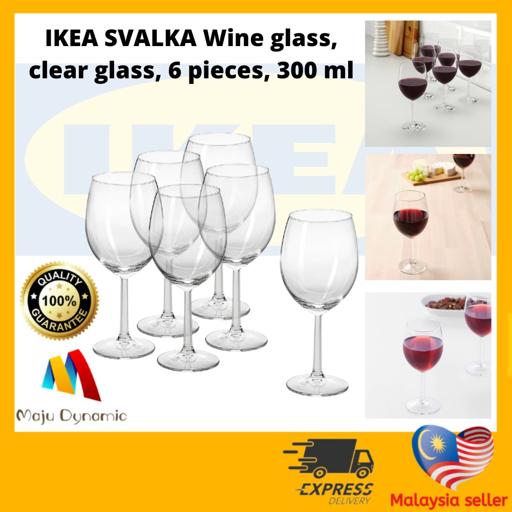 IKEA SVALKA Wine glass, clear glass, 6 pieces, 300 ml | Shopee Malaysia