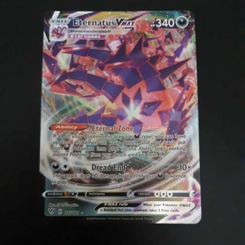 Pokemon card TCG: Eternatus VMAX 117/189 - Ultra Rare 100% Original ...