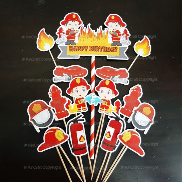 [Hot Item] Cake Topper Birthday - Bomba / Fireman - Set A | Shopee Malaysia