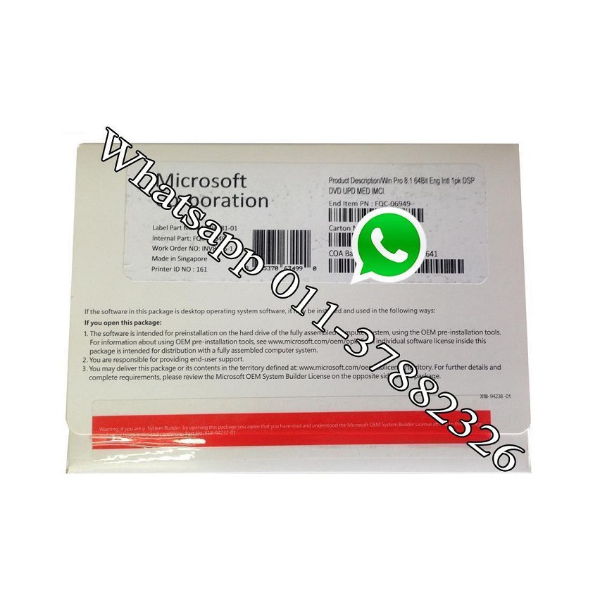 Win 8 Pro Oem pack with original CD & COA Sticker 32 bit / 64 bit ...