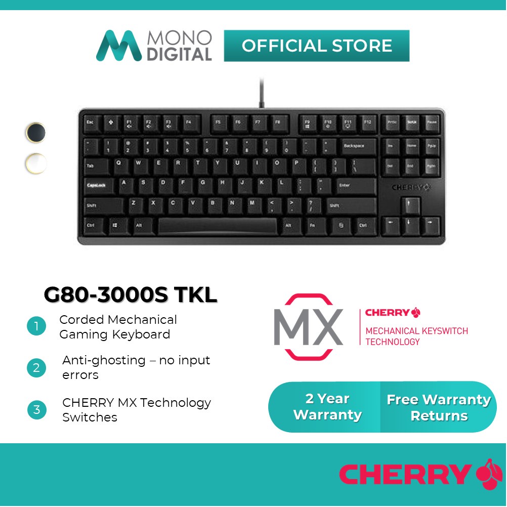 Cherry G80-3000 S Tenkeyless TKL Mechanical Corded Gaming Keyboard | MX ...