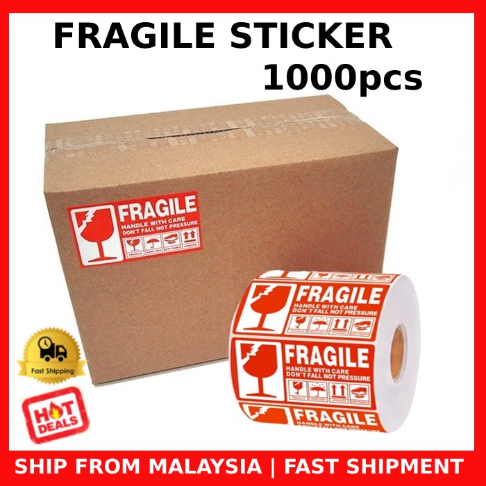 Sticker Fragile Warning Label Pos laju Courier Urgent Sticker Mudah ...