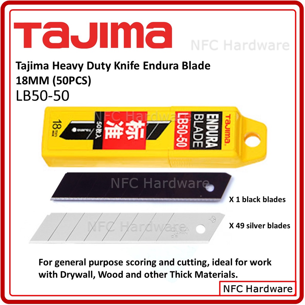 Tajima Heavy Duty Knife Endura Blade 18MM (50PCS) LB50-50 for Art / Craft / Industry Paper Cut ...