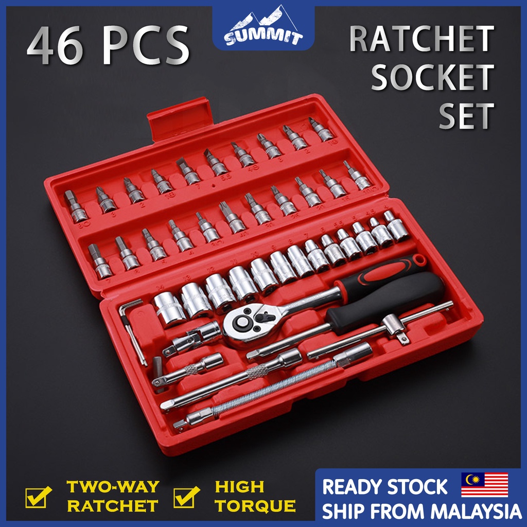 Summit Hardware 46PCS Ratchet Socket Set Chrome Vanadium Tool Box ...