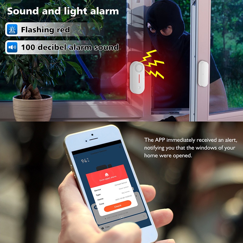 Smart Life Tuya WiFi Door Sensor Wifi Home Alarm APP Sound Alarm APP ...