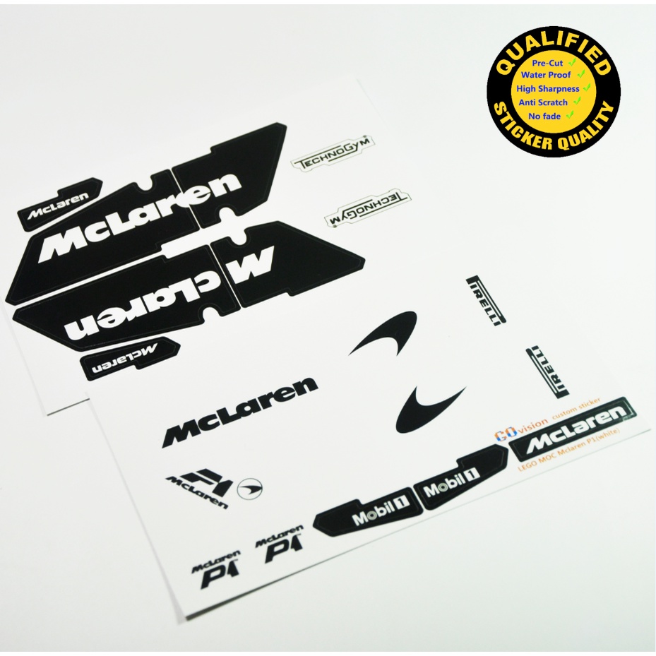 Custom sticker for MOC-16915 McLaren P1 Model(white) 1:8 scale, sticker ...