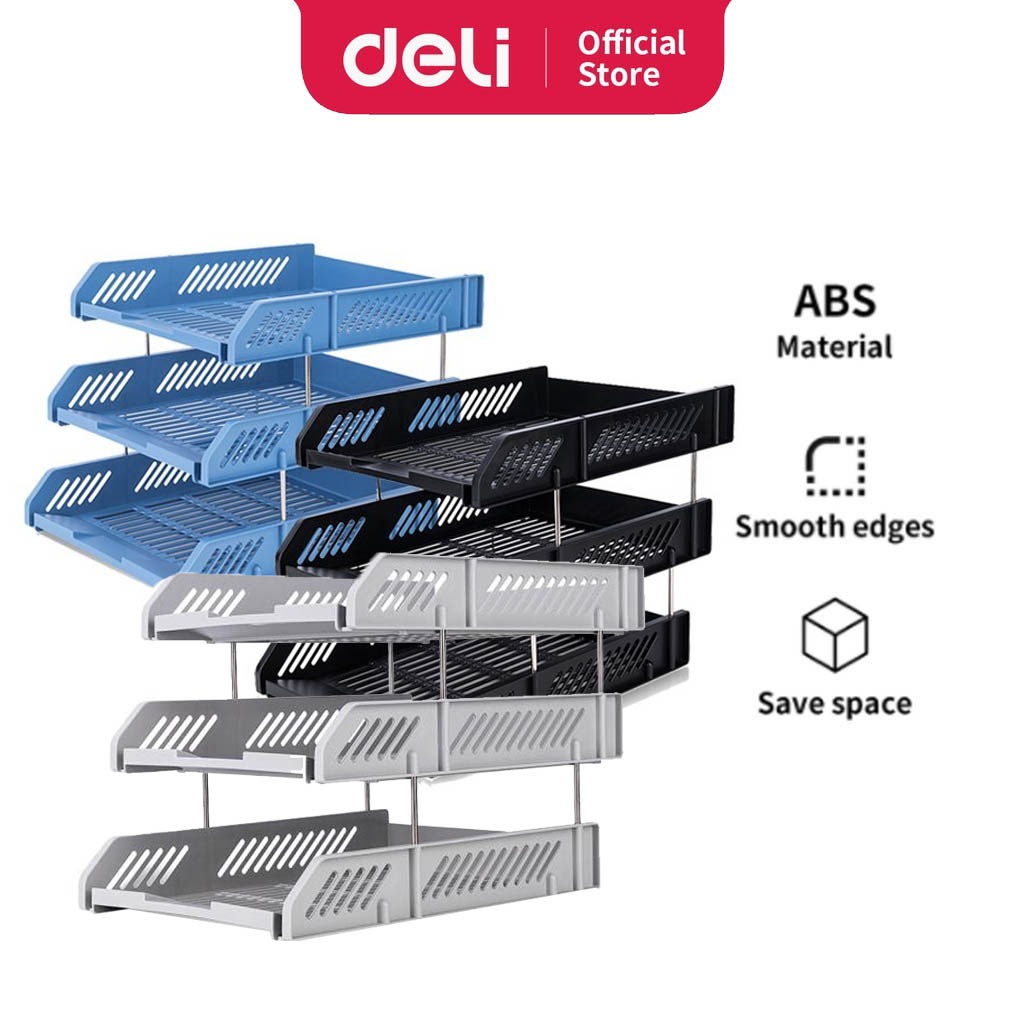 Deli File Tray E9208 ABS Material Storage 3 Tier (268×336×118mm) E9209 ...