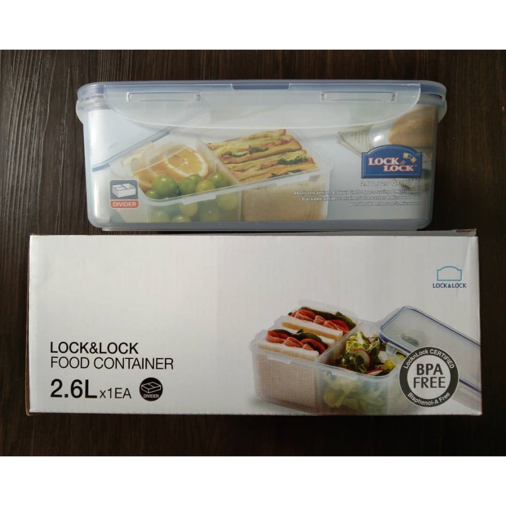 LOCK & LOCK Rectangular Food Container With Divider | Shopee Malaysia
