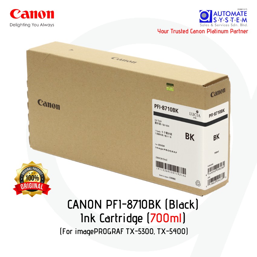 Canon PFI-8710 (700ml) Ink Cartridges for imagePROGRAF TX Series (TX-5300, TX-5400) | Shopee ...