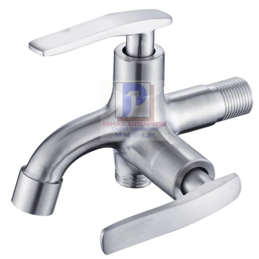 Stainless steel SUS 304 Two Way Water Tap Toilet Plumbing Laundry ...