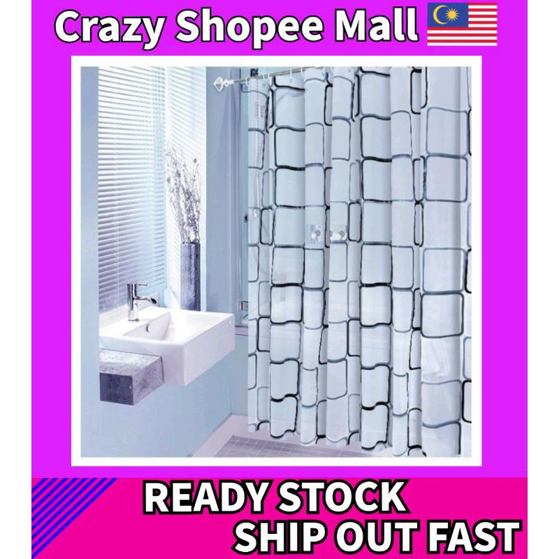 Quality Bathroom Shower Curtain Peva Kain Langsir Kalis Air Bilik Mandi