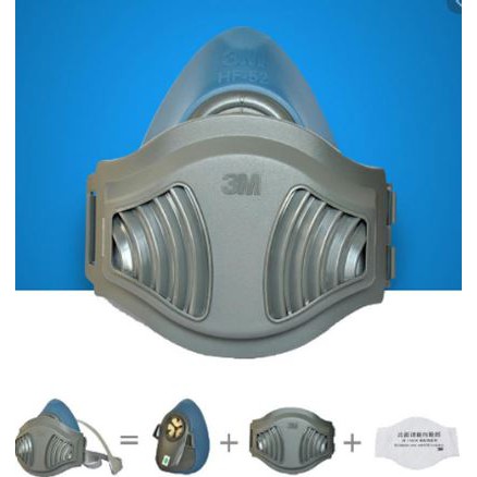 3M HF-52 Silicone respirator Mask & 3M 1700 holder + 20 pieces 3M 1744 filter PM2.5 Industrial ...
