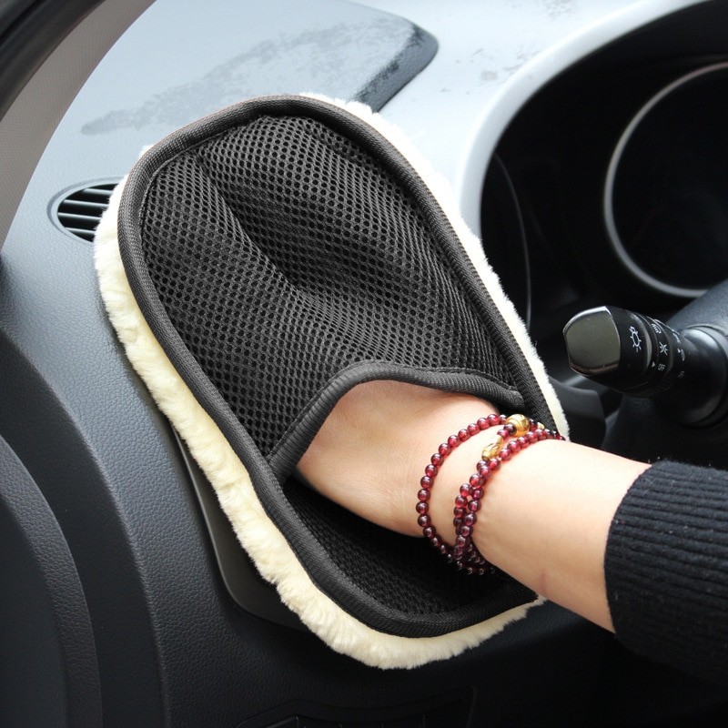 Car Care Cleaning Wool Gloves,Soft Car Washing Mitt Brush,Portable ...