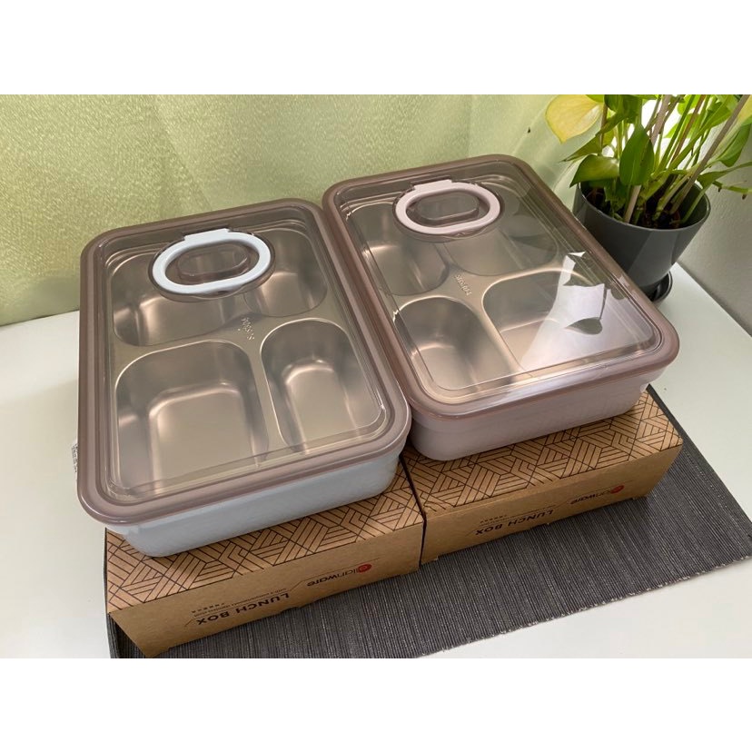 Elianware High Quality Stainless Steel 3/4 compartments Bento Lunch Box ...