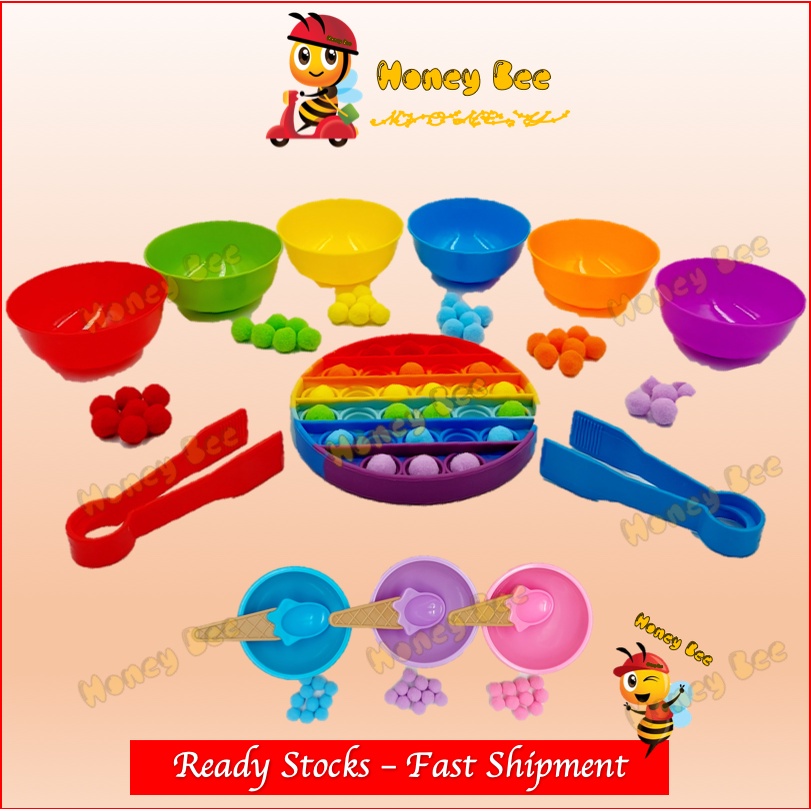 Counting Sorting Matching Bowl Pom Pom Ball Montessori Children Baby ...