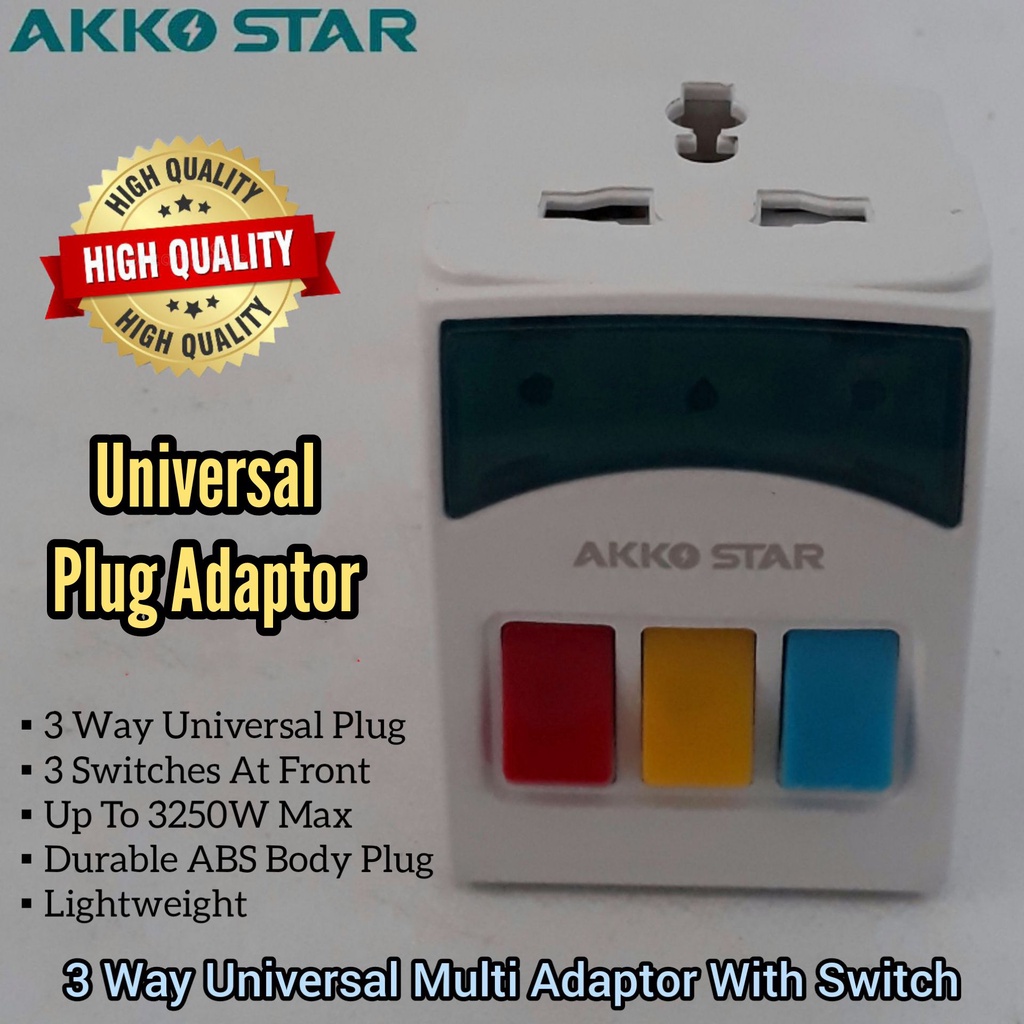 3 Way heavy Duty International Universal Multi Adaptor Travel Plug ...