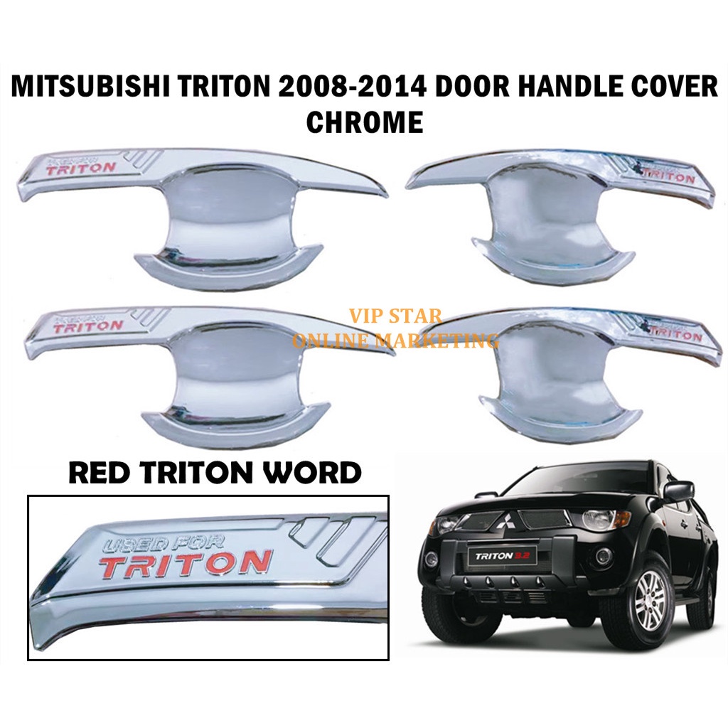 MITSUBISHI TRITON 2008-2014 DOOR HANDLE COVER CHROME(RED TRITON WORD ...