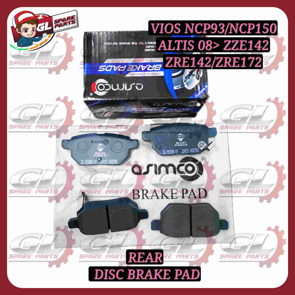 TOYOTA VIOS NCP93 NCP150 ALTIS ZZE142 ZRE142 ZRE172 DISC BRAKE PAD ...