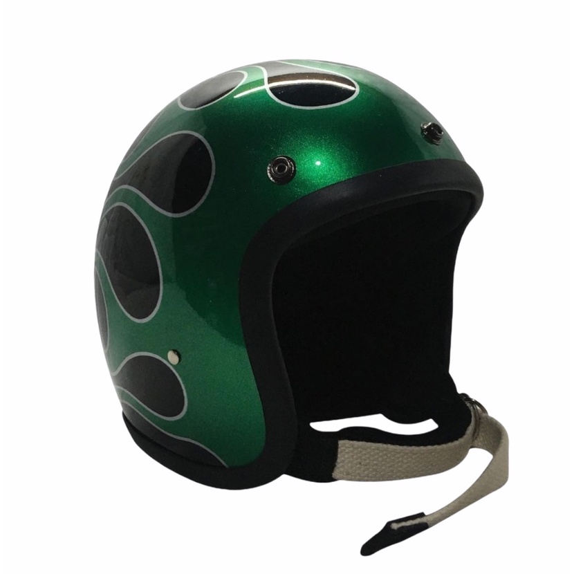 HIJAU HITAM Helmet Slim Head Premium Fire Green Black | Shopee Malaysia