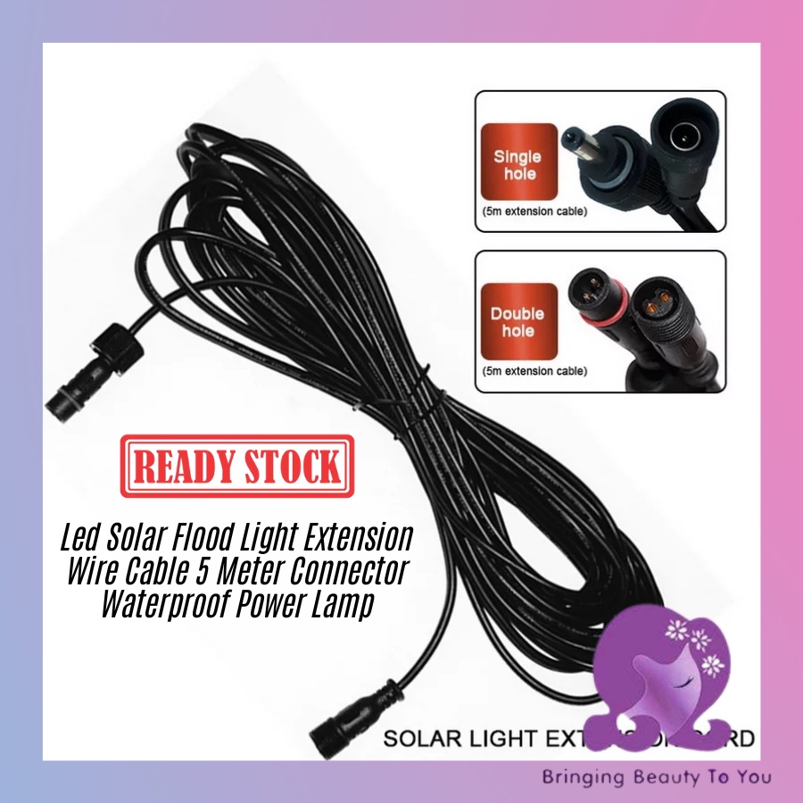 💜 Beauty 2u 💜 Led Solar Flood Light Extension Wire Cable 5 Meter ...