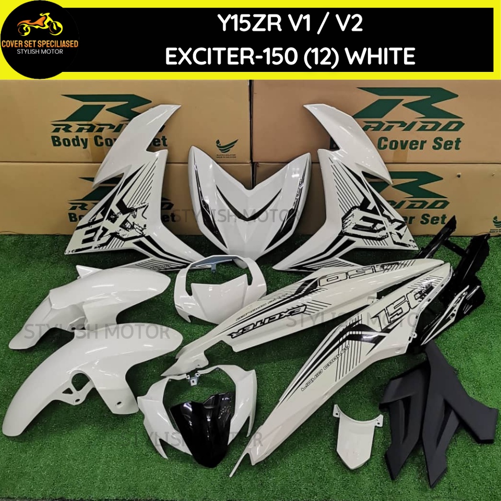 (STICKER TANAM/AIRBRUSH) RAPIDO COVER SET Y15ZR V1/V2 EXCITER 150 (12) CREAM WHITE | Shopee Malaysia