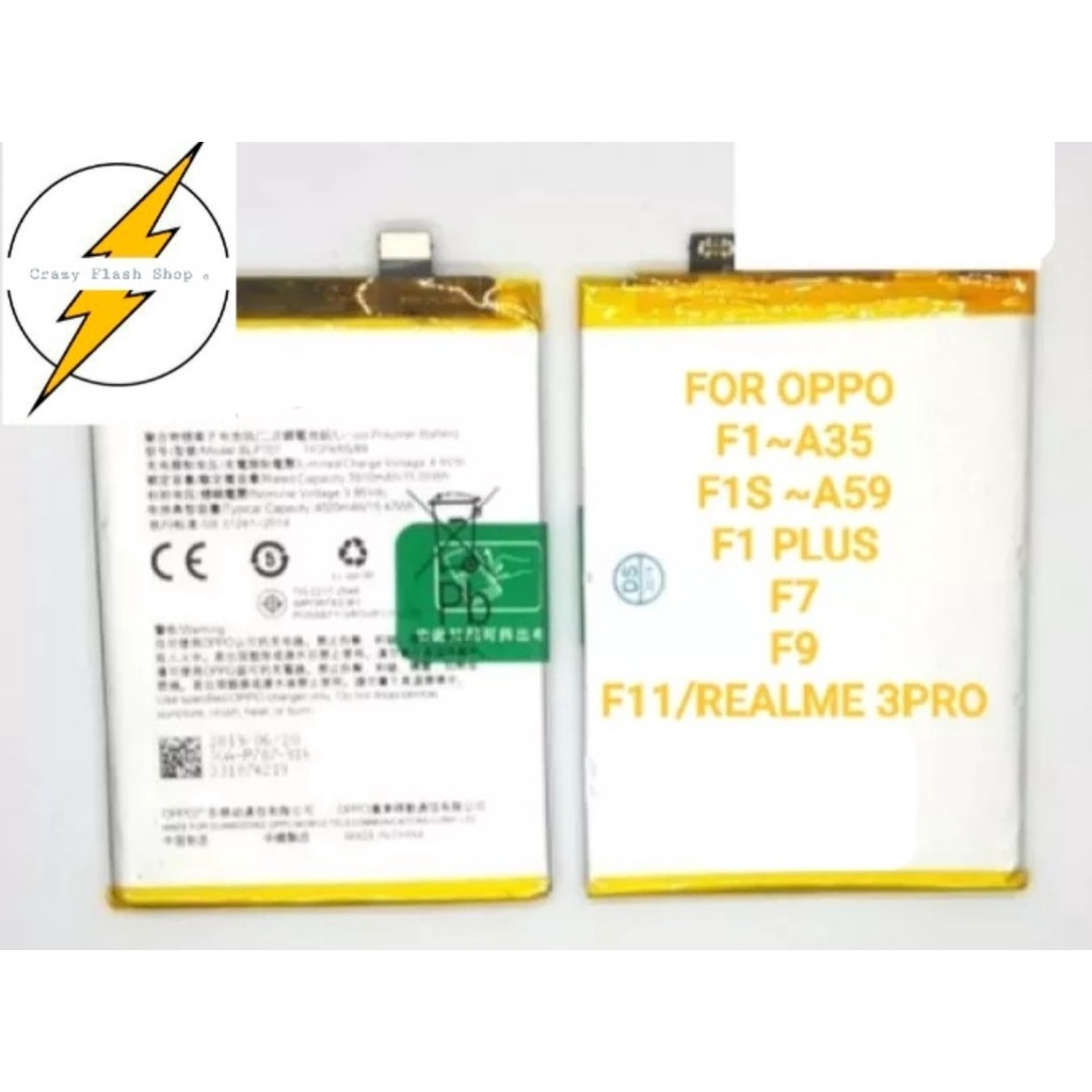 OPPO F1 F1S F5 F7 F7 YOUTH F9 F11 PRO PLUS A35 A59 A77 BATTERY BATTERI ...