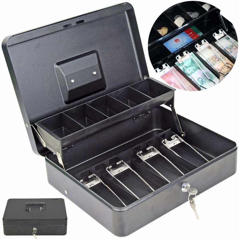 Cash Box Compartment Tray Cash Lockable Security Cashier Drawer Storage ...